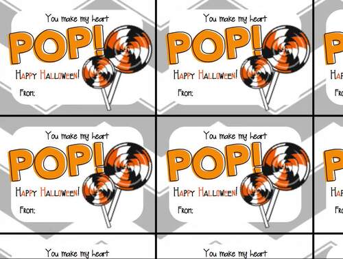 Cute Lollipop Halloween Gift Tag- You make my heart POP! Happy Halloween!