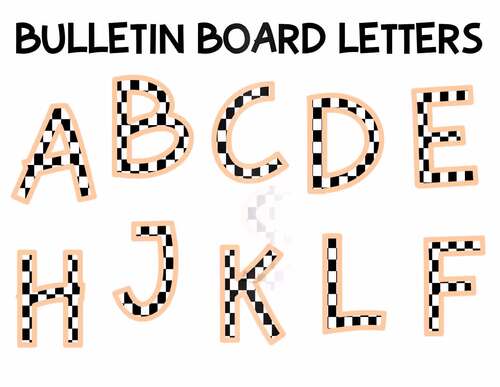 Printable Boho Checkered Bulletin Board Letters, Alphabets for Kids ...