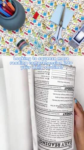 Daily Reading Comprehension Warm Ups ELA Bell Ringer 3rd 4th 5th Grade ...