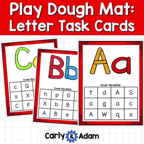 Identifying Uppercase and Lowercase Letters Task Cards Play Dough Mat ...