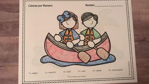Spanish Color by Number Worksheets--Summer Themed by Stories by Senora