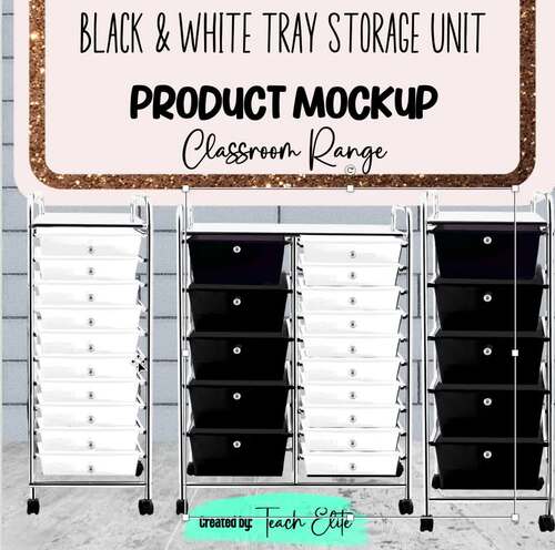 Back to School Mockup Tray Storage Unit black and white Class Decor ...