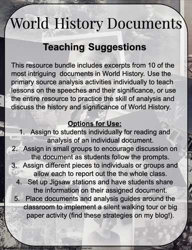World History Primary Source Analysis BUNDLED SET! French Revolution to ...