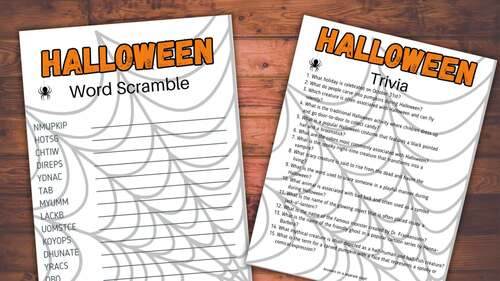 Halloween Printable Games, Word Games, Trivia Game, Halloween Games