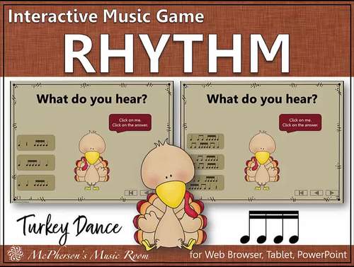 Thanksgiving Music Sixteenth Notes Interactive Rhythm Game {Turkey Dance}