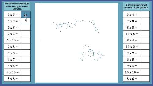 Mystery Digital Pixel Art NO PREP - Silhouette Multiplication to 10