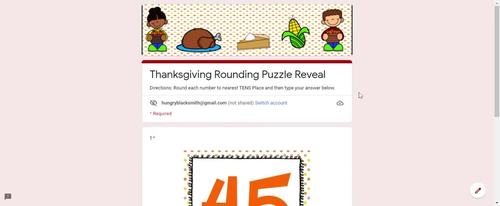 Thanksgiving Rounding Reveal Puzzle by Hannah Cramer | TPT