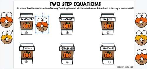 Two Step Equations Fall Match by Brooklyn's Brightest | TpT