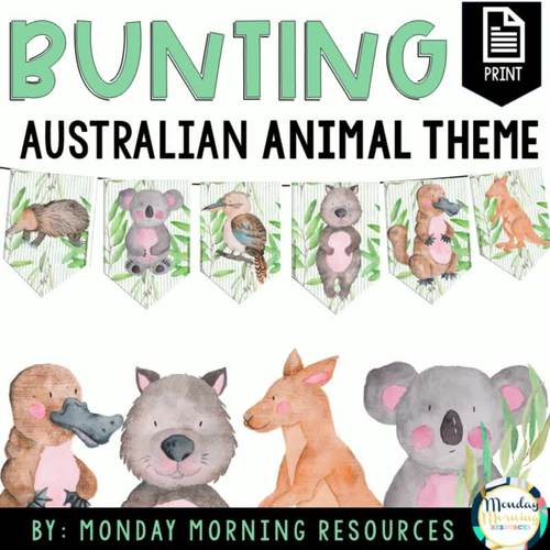 Editable Classroom Bunting Australian Animals -Bulletin Board Decor