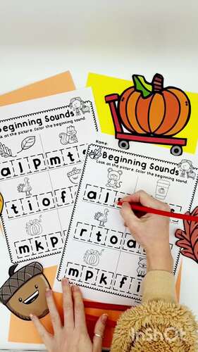 Autumn Fall Beginning Sounds Worksheets Initial Sounds Kindergarten 1st ...