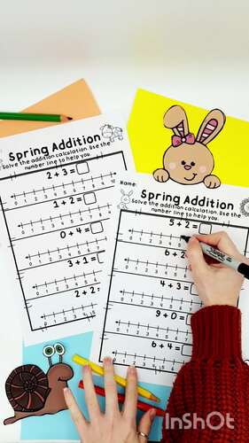 Spring Addition with a Number Line Worksheets Kindergarten 1st Grade