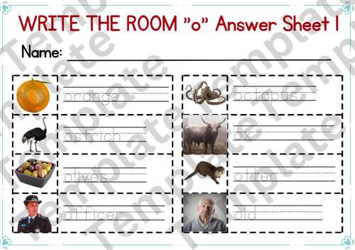 Write the Room Kindergarten - Letter "o": Vocab Cards / Vocabulary ...