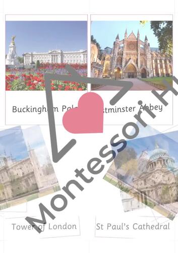 12 London Attractions and Landmarks Montessori 3 Part Card Educational ...