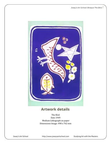 Braque Art Lesson The Bird Prek Kinder 1st 2nd Grade Art History Biography