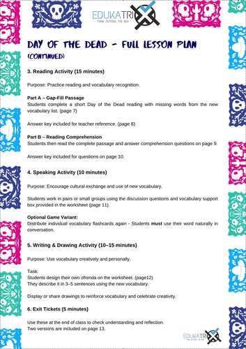 Day of the Dead ESL Lesson Plan | Día de los Muertos Activities ...