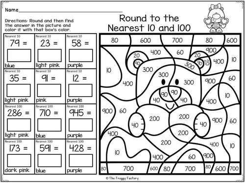 3rd Grade Valentine's Day Math Color by Number by The Froggy Factory