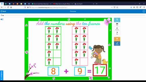 Spring Addition to 20 with Ten Frames Math Boom Cards 1st Grade Math ...
