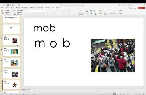 CVC Short Vowel O Blending Slides (Powerpoint) by Developing Kids' Minds