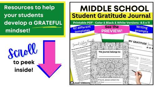 Gratitude Activities Middle School Student Gratitude Journal 60+ pages ...