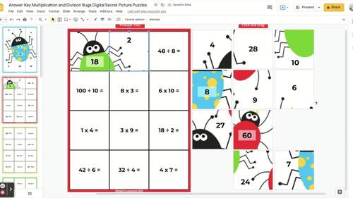 Multiplication and Division Facts Digital Secret Picture Puzzles