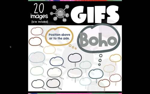 Boho Thinking Thought Bubbles GIFs | Editable ANIMATED Clipart | TPT