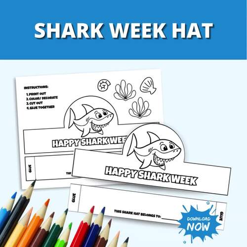 Shark Hat Band Shark Crown - Shark Week Activities Shark Craft Printable