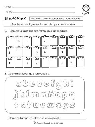 Ordenar palabras Abecedario Orden alfabético Hojas de práctica | TPT