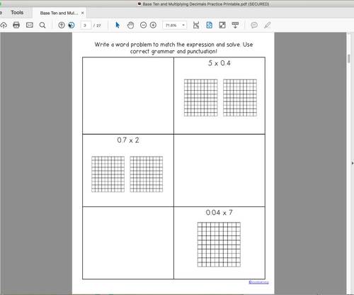 Multiplying Decimals with Models Worksheet Activity by Love Learning