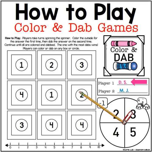 Addition & Subtraction Fact Fluency Color and Dab Games | TPT