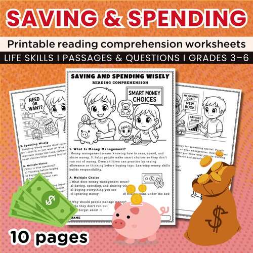 Saving and Spending Wisely Reading Comprehension Worksheets,Passages ...