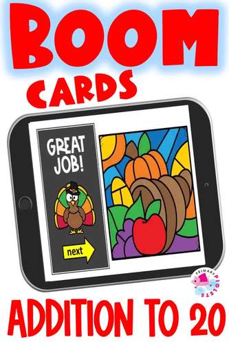 THANKSGIVING MATH BOOM CARDS ADDITION FACTS by Primary Piglets | TPT
