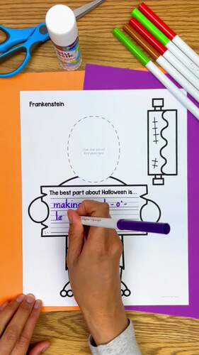 Halloween Craft Writing Activity October Bulletin Board Kindergarten ...