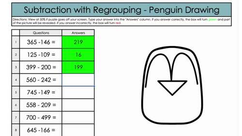 3 Digit Subtraction Activities Winter Regrouping Practice for 2nd Grade