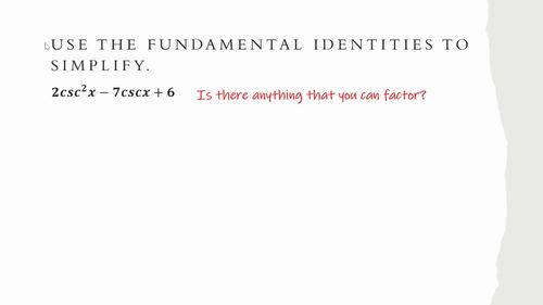 Fundamental Identities (Part 1) PowerPoint™ Presentation by Jellybean Math