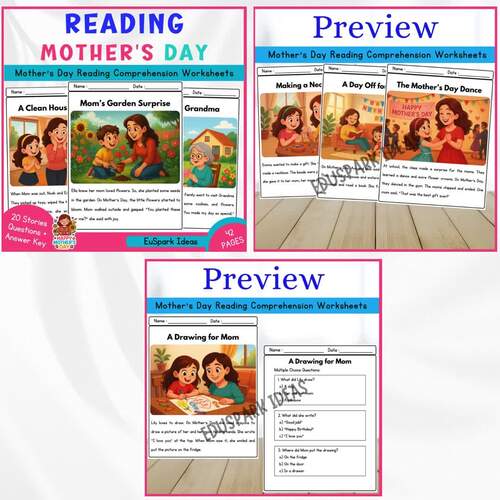 Mother's Day Reading Comprehension Passages for Kindergarten to 2nd Grade