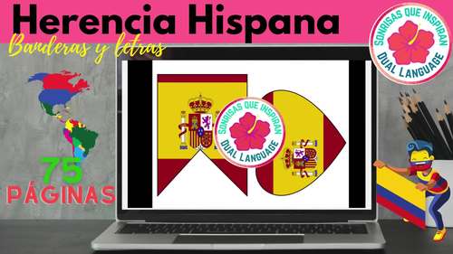 Hispanic Heritage Month Herencia Hispana Banderas con nombres en español