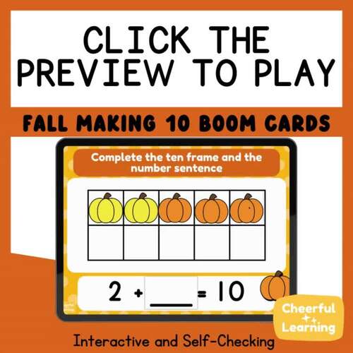 Fall Ten Frame Making 10 Boom Cards by Cheerful Learning Co. | TPT