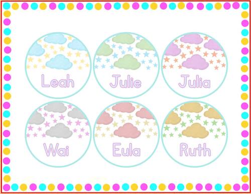 Stars Nametags, Printable Student Name Plates, Editable Name Labels ...