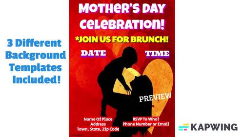 Mother's Day Celebration Invitations THREE templates EDIT ON GOOGLE SLIDES