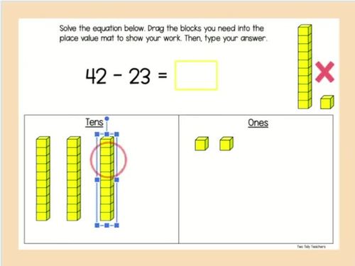 Subtract Within 100 With Regrouping on Google Slides | Distance Learning