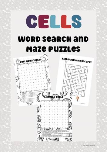 Cells word search puzzle and maze|NGSS aligned (PDF, Easel, SCORM)