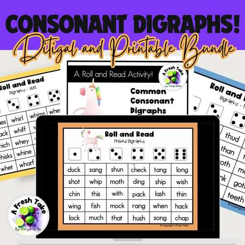 Mixed Digraphs Roll & Read Words/Sentences |Phonics Games| Digital ...