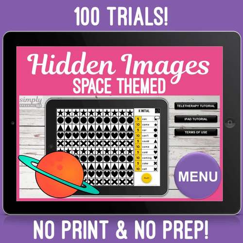 Space Themed 100 Trials No Print Symbol Hidden Images Game for Speech ...