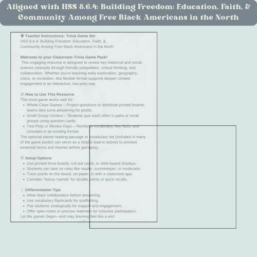 Advancements & Community Development by Free Blacks — Trivia Game HSS 8.6.4
