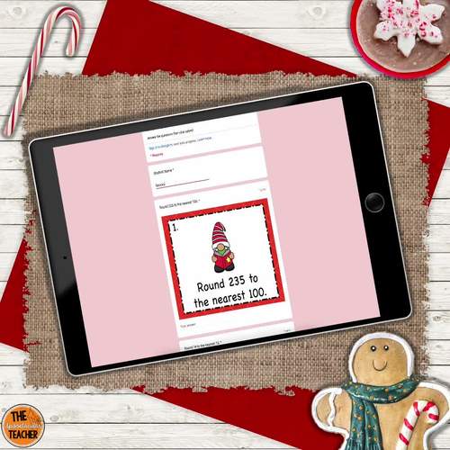 Christmas Rounding to the Nearest 10 and 100 Task Cards for 3rd Grade Math