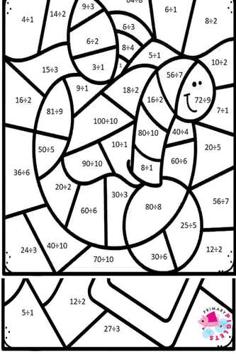 BACK TO SCHOOL COLOR BY NUMBER CODE DIVISION FACTS MATH PRACTICE