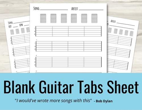 Deluxe Blank Guitar Tablature Tabs for Beginner Guitar Intermediate or ...