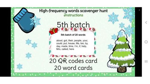 5th batch High-frequency words QR codes Scavenger Hunt_20 words Christmas