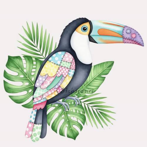 Tropical Birds Watercolor Clipart - 15 PNGs, Transparent Background