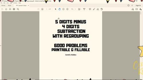 Five Digits Minus Four Digits Subtraction With Regrouping Workbook 6000 ...